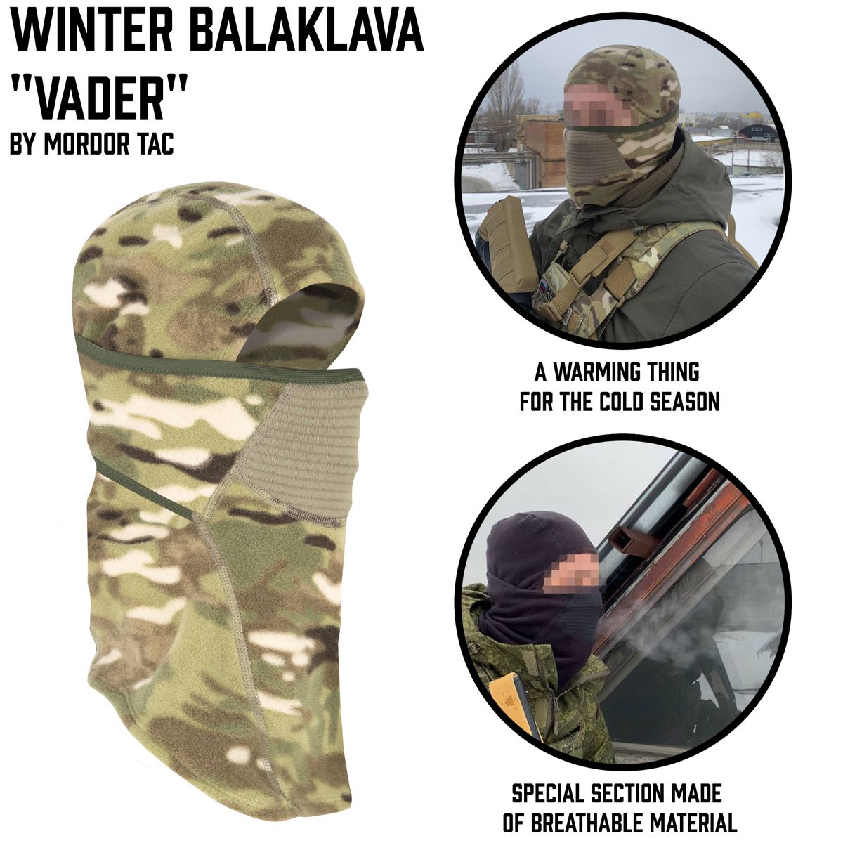 Winter fleece balaclava Vader | Grey-shop